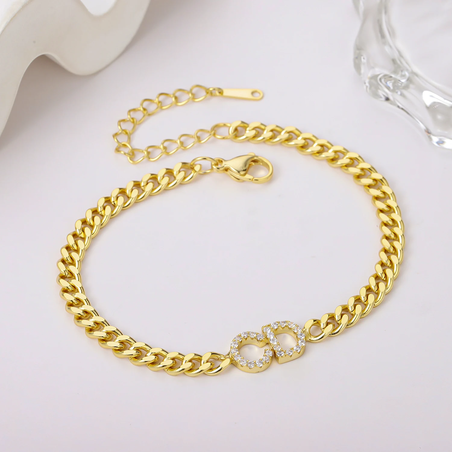 Personalizado-Zircon-Pulseira-Inicial-Corrente-Cubana-Personalizada ...