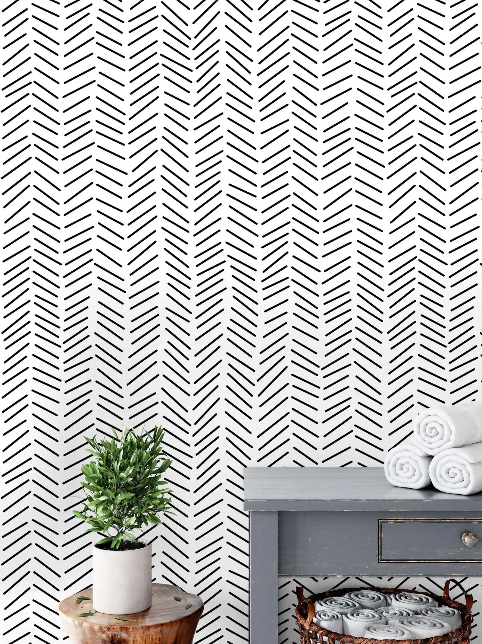 Schwarze Chevron Tapete
