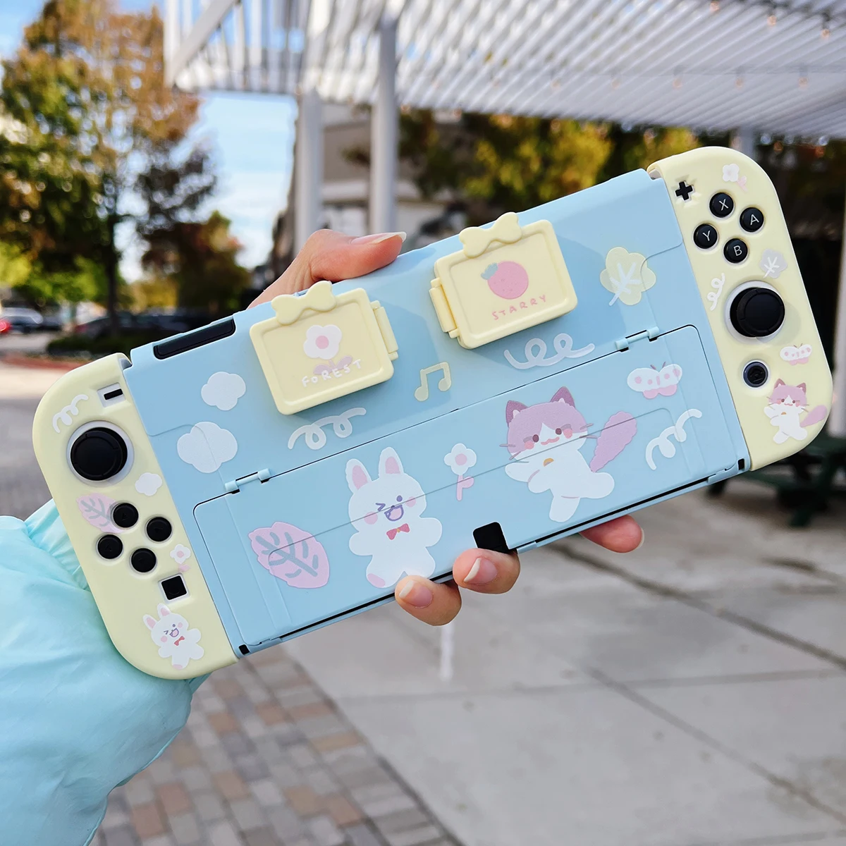 Starry-Forest-Bunny-cat-cute-Nintendo-Switch-Oled-case-with-gamecard ...