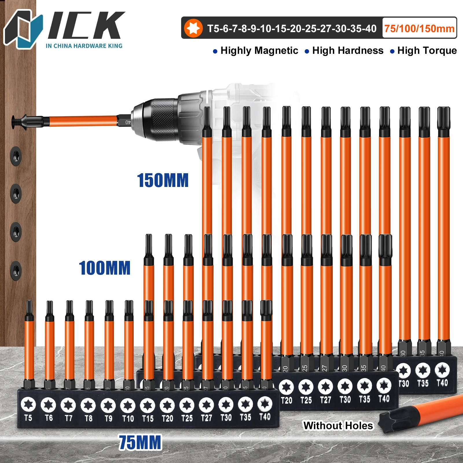 Torx Screwdriver Bits Set Individual Bits T5-T40 75/100/150mm Lengths ...