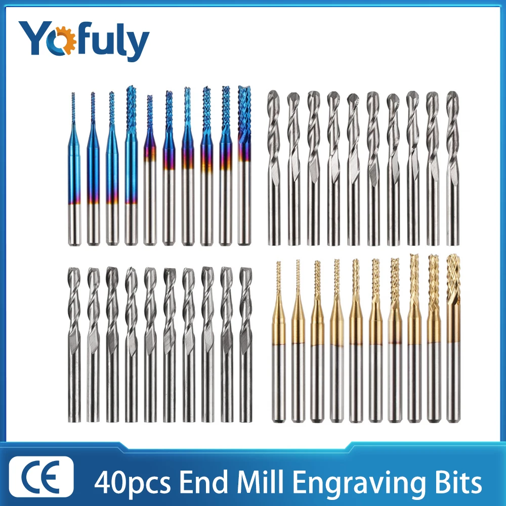 10-40pcs-End-Mill-Engraving-Bits-Set-CNC-Nano-Coat-Router-Bits-Ball ...