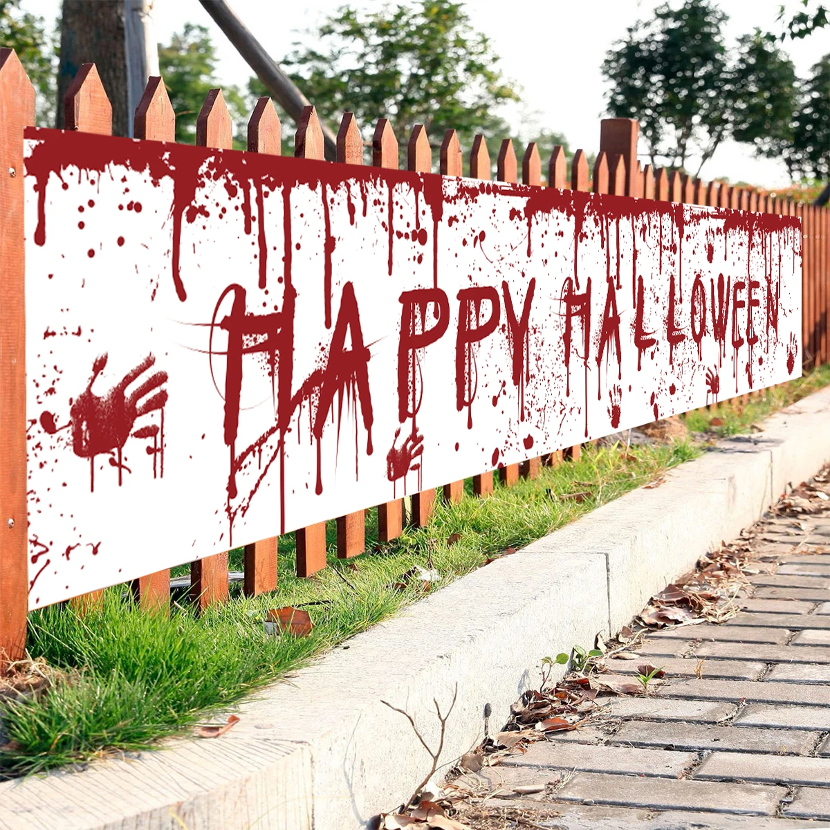 Pancarta-de-feliz-Halloween-cartel-colgante-con-estampado-de-murci-lago ...