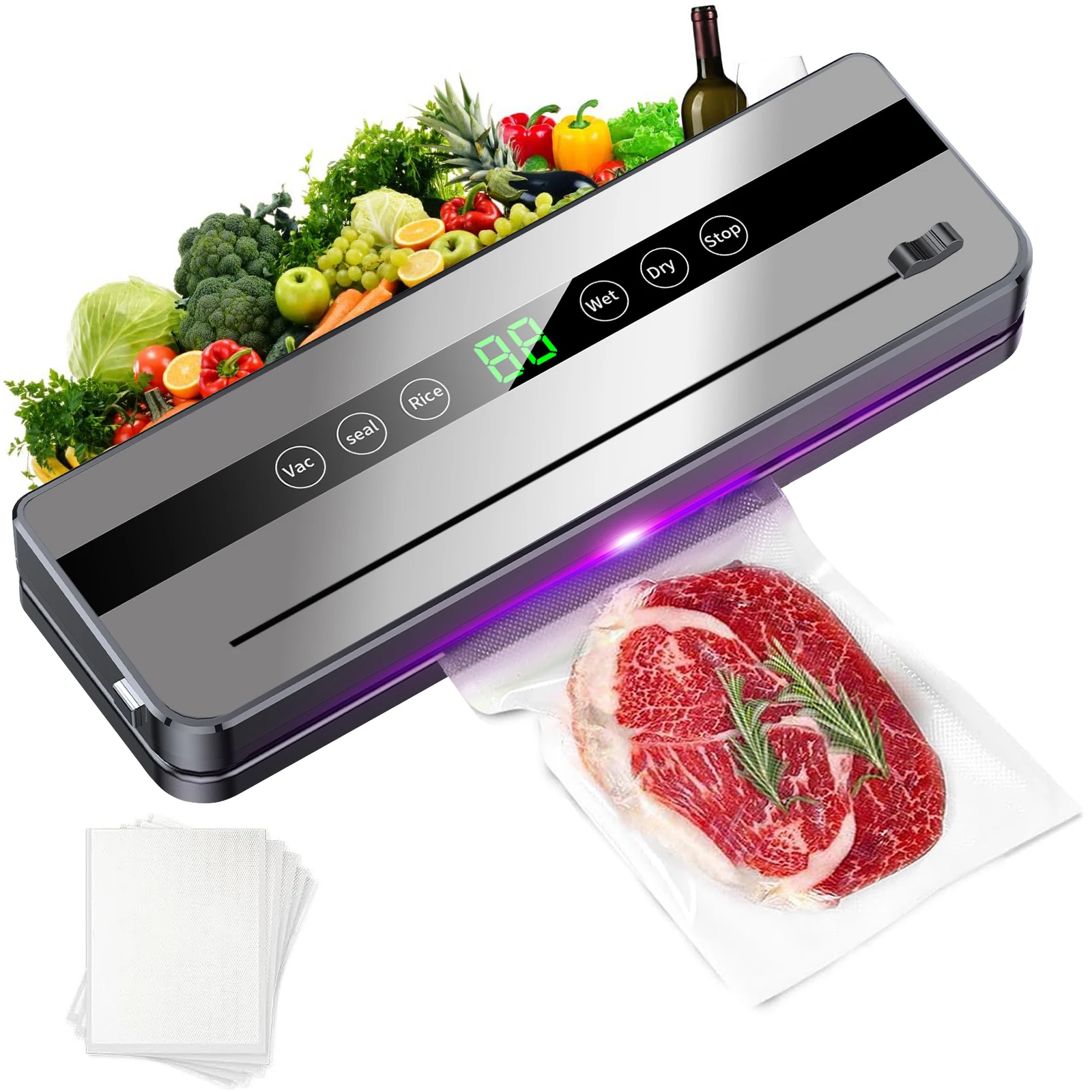 Food Vacuum Sealer Machine Maxkon 80Kpa Vaccum Sealer Machine Food ...