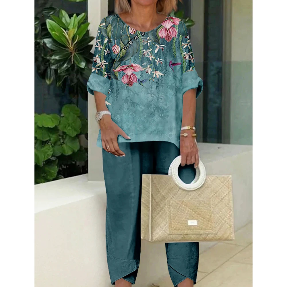 Traje-de-dos-piezas-de-verano-para-mujer-ropa-para-abuela-madre-de ...