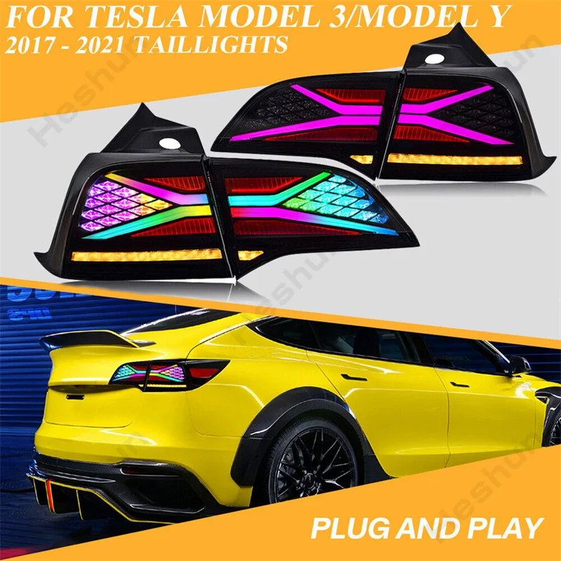 Car-Accessories-RGB-LED-Tail-Lights-For-Tesla-Model-3-Model-Y-2017-2023 ...