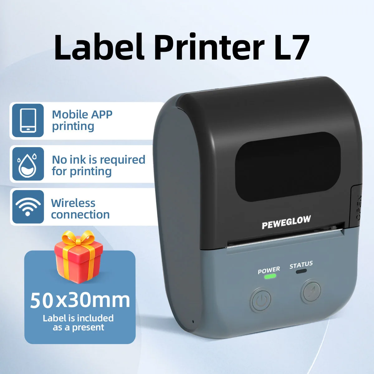 Mini Portable Thermal Printer Without Ink Self-Adhesive Label Maker L7 ...