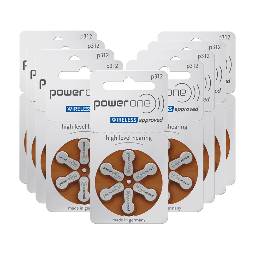 60-PCS-Powerone-Zinc-Air-Hearing-Aid-Batteries-for-ITC-CIC-312-312A ...