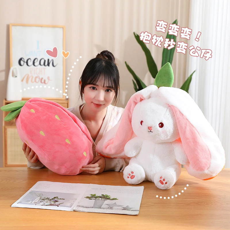 Easter Reversible Bunny Plush Soft Plush Stuffed Fruit Transforming ...
