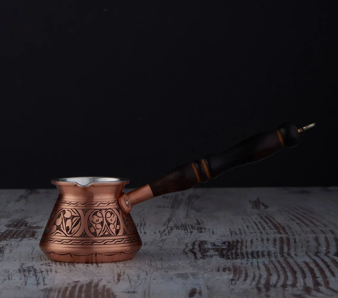 Engraved-Solid-Copper-Turkish-Greek-Coffee-Pot-Stovetop-Matte-Copper ...