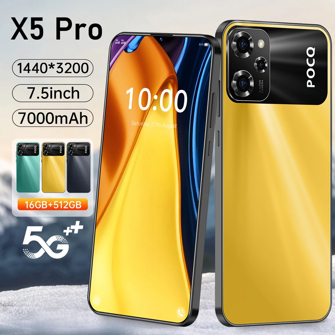 Dual-Sim-X5-Pro-Android-Mobile-Phone-7-3-HD-Screen-16G-1T-5G-Celular ...