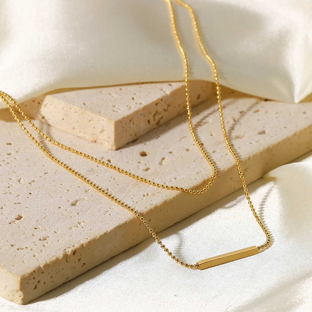 Uworld-Waterproof-T-bar-Pendant-Double-Layer-Bar-Necklace-Stainless ...