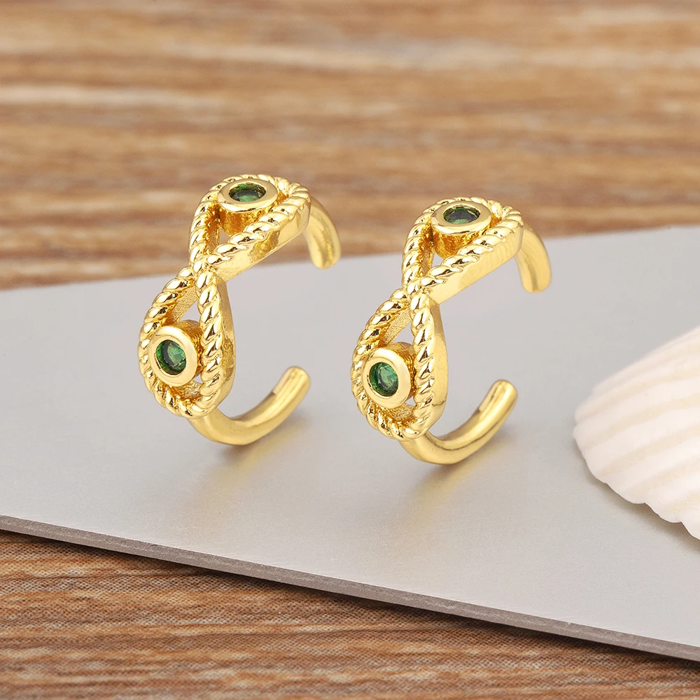 AIBEF-Fashion-8-Shape-Green-Rhinestone-Ear-Clip-Cuff-Earrings-Women ...