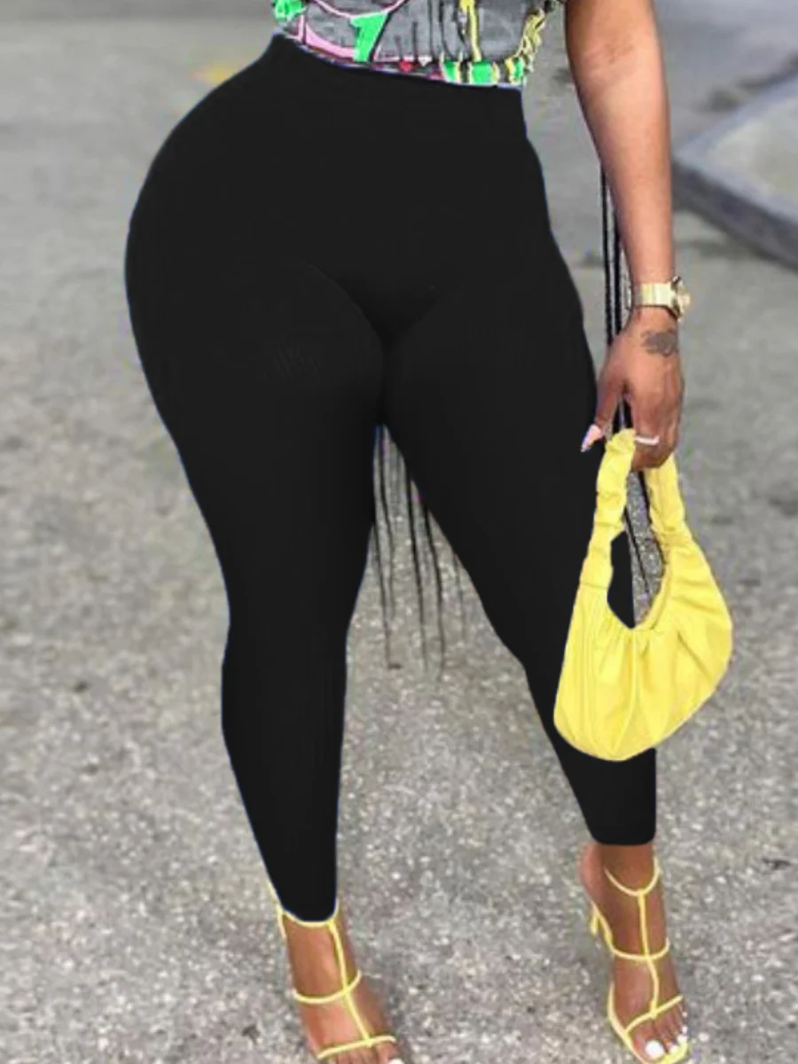 Lw Plus Size Legging Women Mid Waist Skinny Stretchy Sporty Body ...