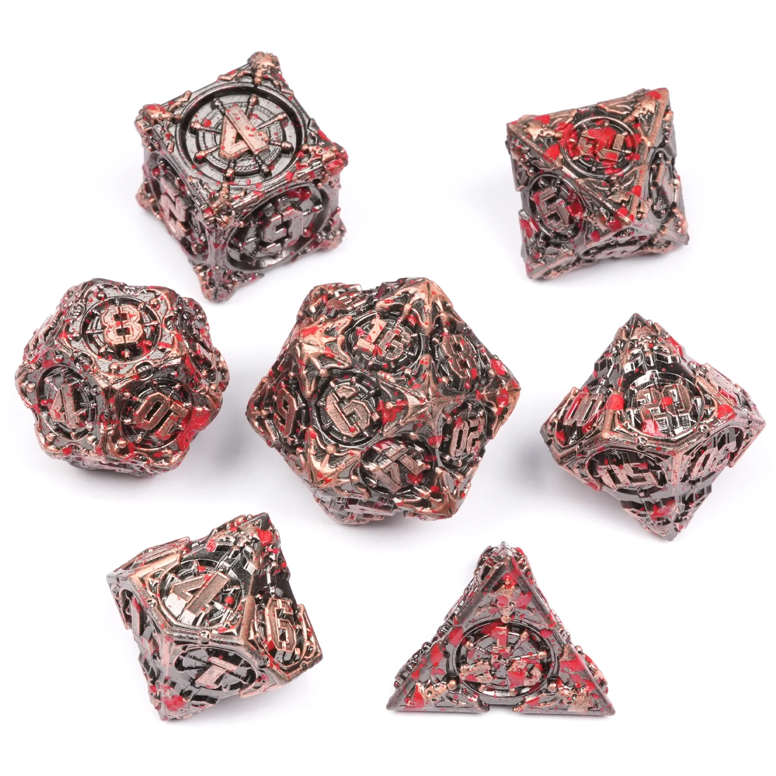 Blood-Splatter-7pcs-DND-Metal-Dice-Set-Multi-sided-Polyhedral-Dice-for ...