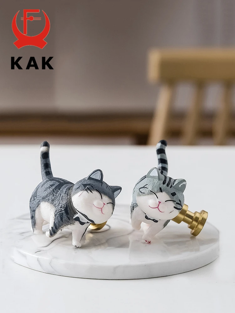 Kak Cat-shaped Drawer Knobs Wall Hooks Brass Furniture Handle Cabinet ...