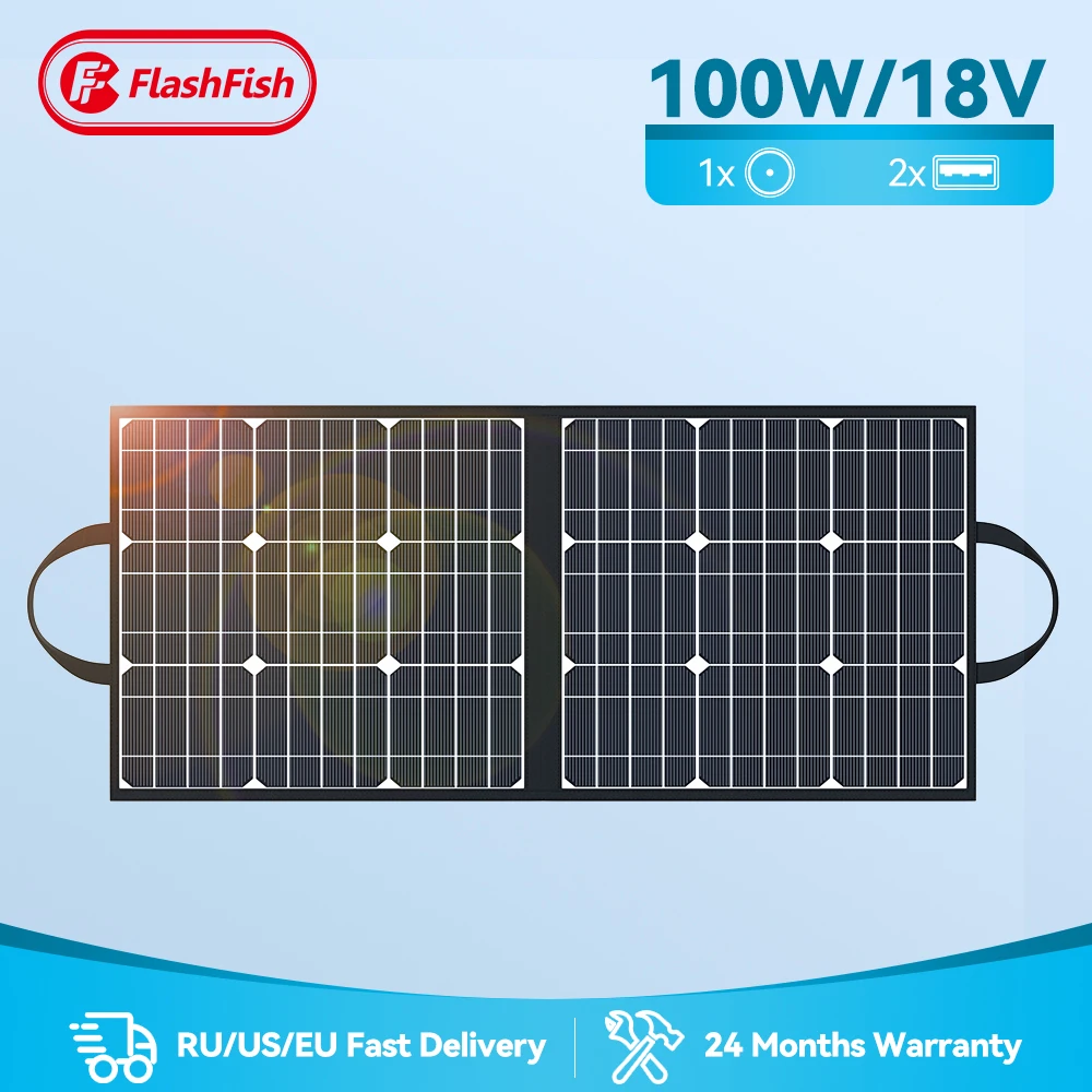 Flashfish-100W-Solar-Panel-Foldable-Solar-Cells-Battery-Charger-With ...