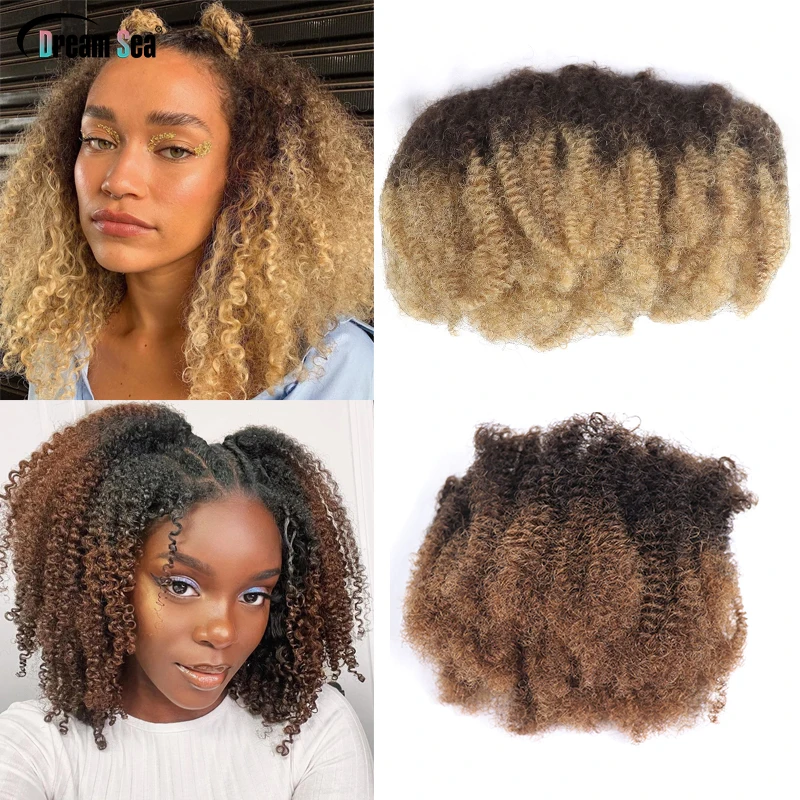 Afro-Kinky-Hair-Extension-Locks-Encaracolado-Bulk-Loiro-Cabelo-Humano ...