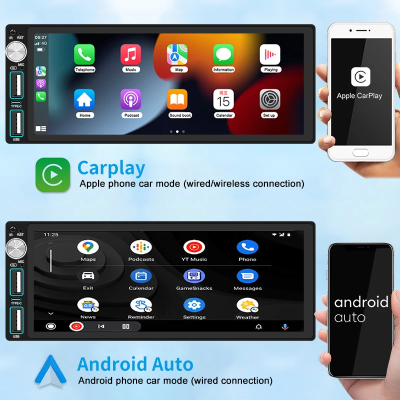 AMPrime Inch 1din Car MP5 Player Carplay Car Radio Video, 55% OFF