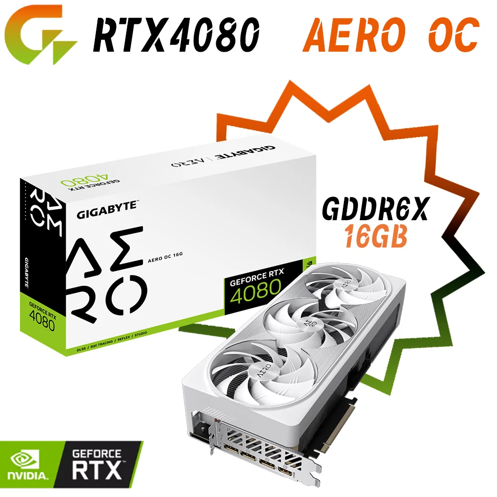 GIGABYTE RTX 4080 AERO OC 16G Graphics Card GDDR6X 16GB Video Cards GPU ...