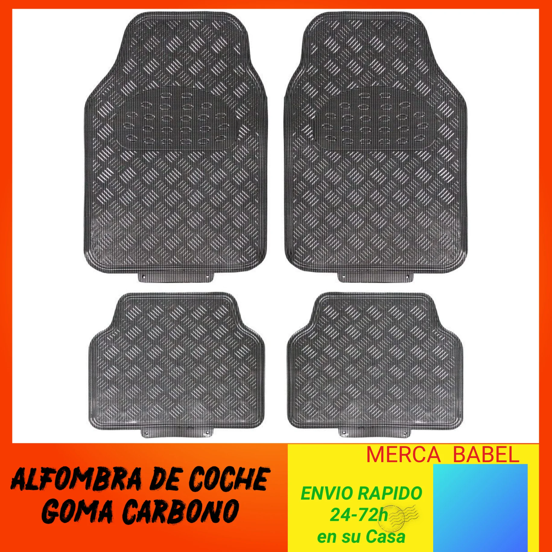 Universal Car Mat, Set of 4 Car Mats, Metallic Rubber Mats with Carbon ...