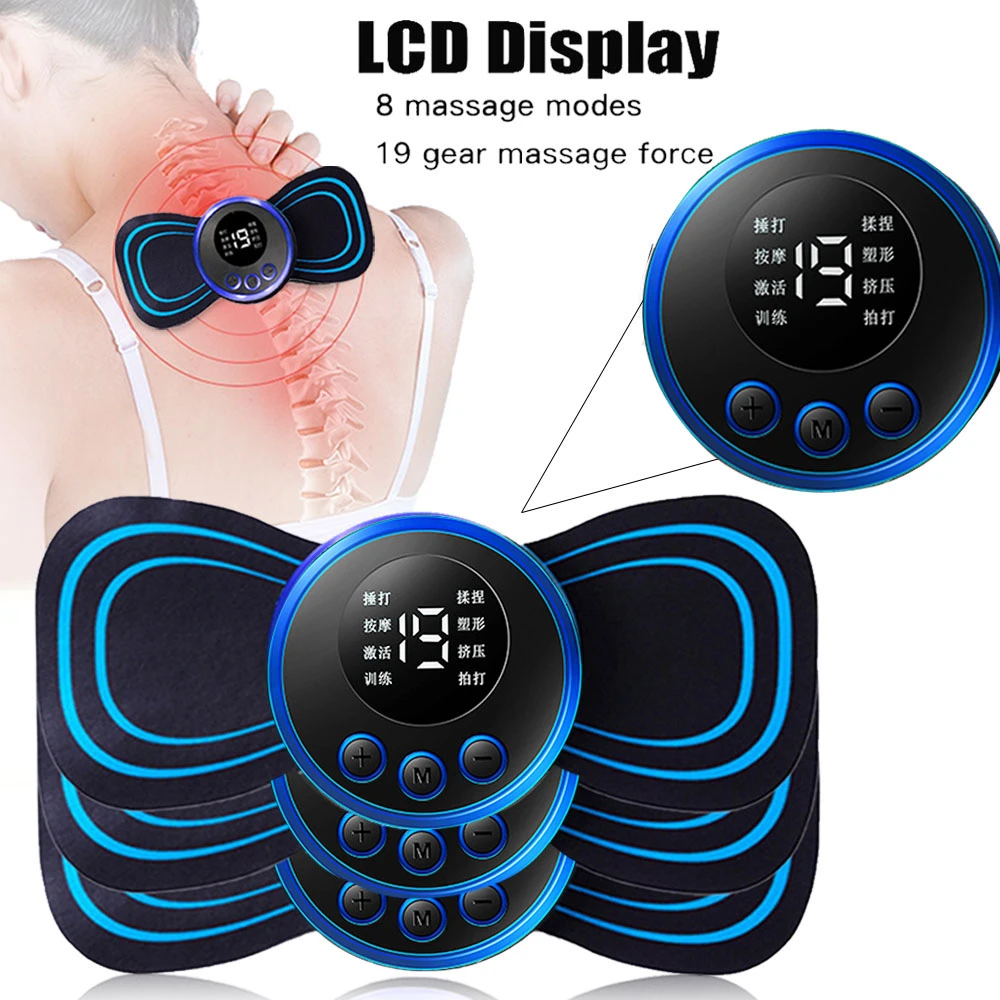 Appareil de Massage électrique EMS pour le cou, écran LCD, 8 modes, Patch de Massage Cervical ...