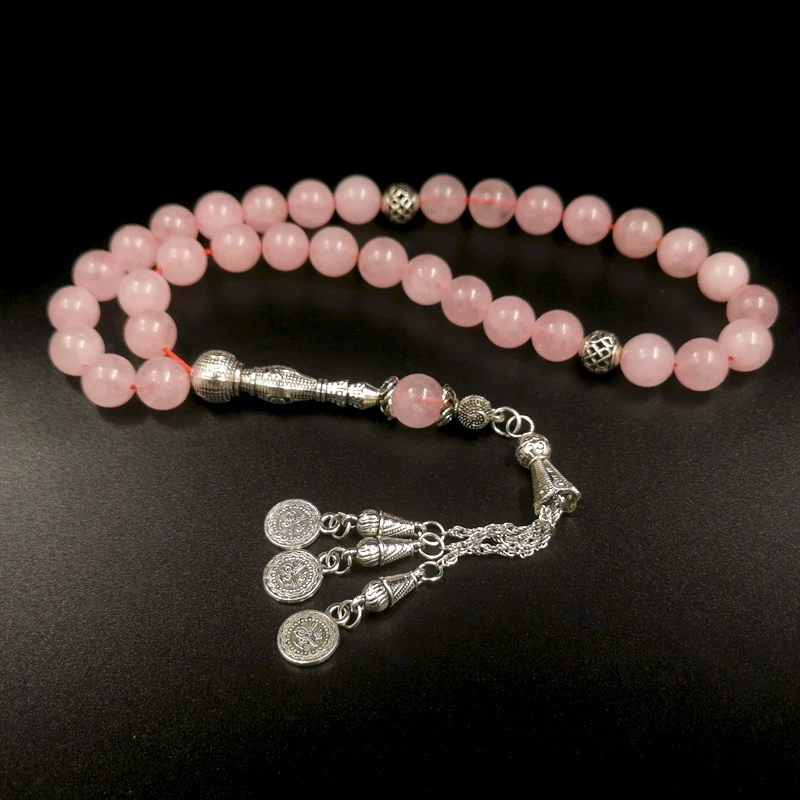 Tasbih Natural Pink Quartz 33 45 66 99 100 Beads Muslim Women Rosary ...