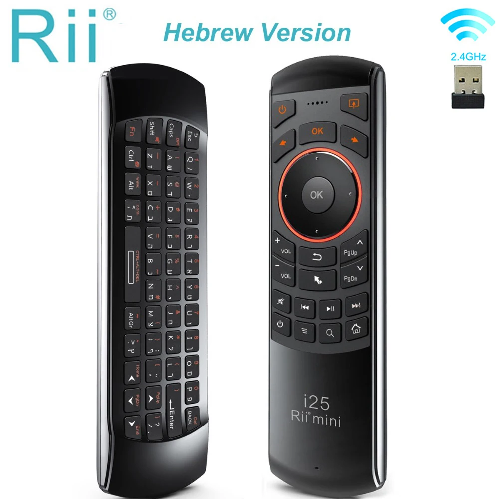 Original Rii i25 2.4GHz Hebrew Keyboard Air Mouse Remote Control IR ...