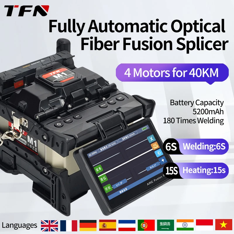 TFN-M1-5s-Splicing-15s-Heating-5200mAh-Battery-180-Times-FTTH-Fiber-Optic-Splicing-Machine ...