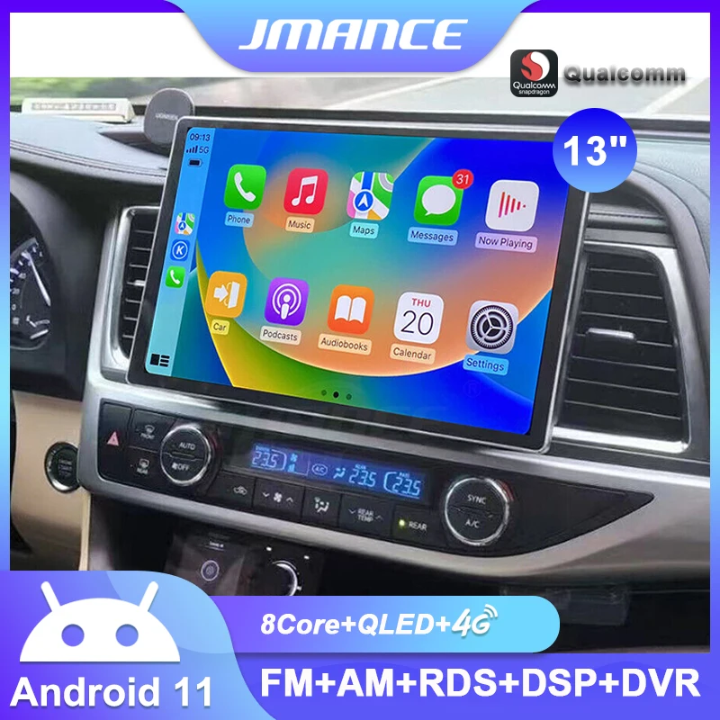 JMANCE 13Inch Car Radio 2 Din Android 11 2K Touch Screen Auto ...