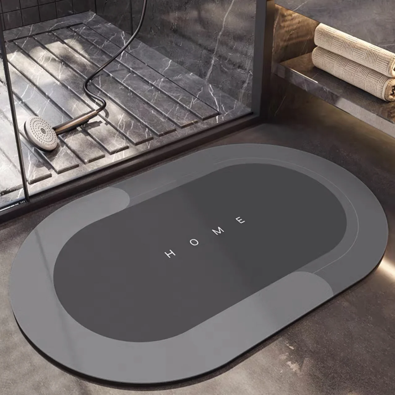 Gray "Home" Bath Mat, Quick-Drying Bathroom Mats, Super Absorbent ...