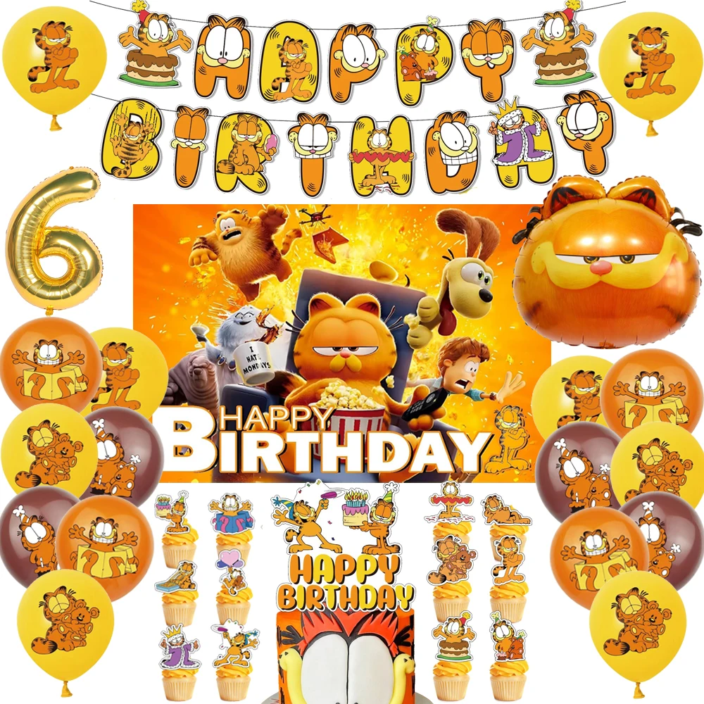 Decoración de fiesta de cumpleaños con dibujos de Garfield, lindos y ...