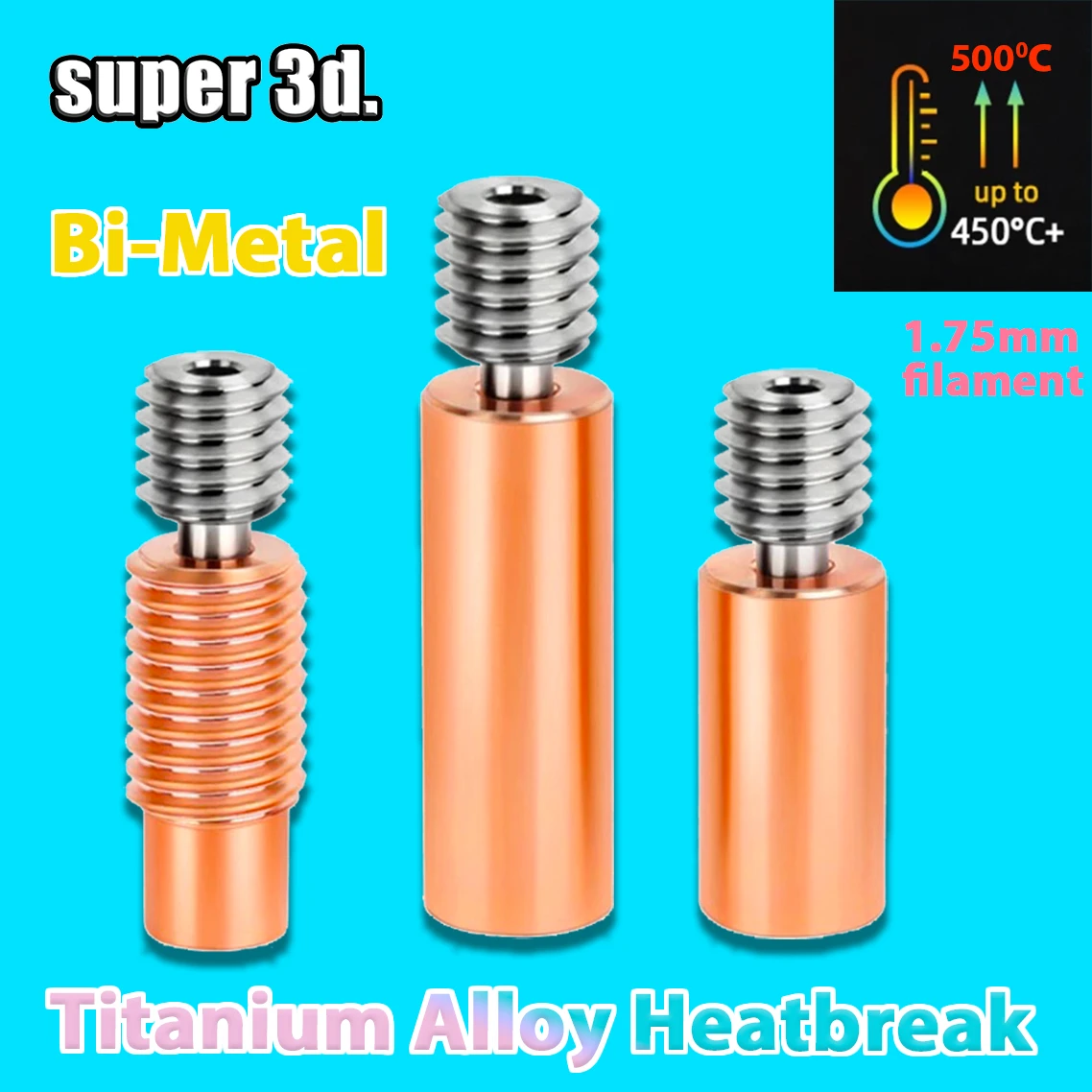 Bi-Metal Throat Heat Break Titanium Alloy TC4 Red Copper All Metal 3D ...