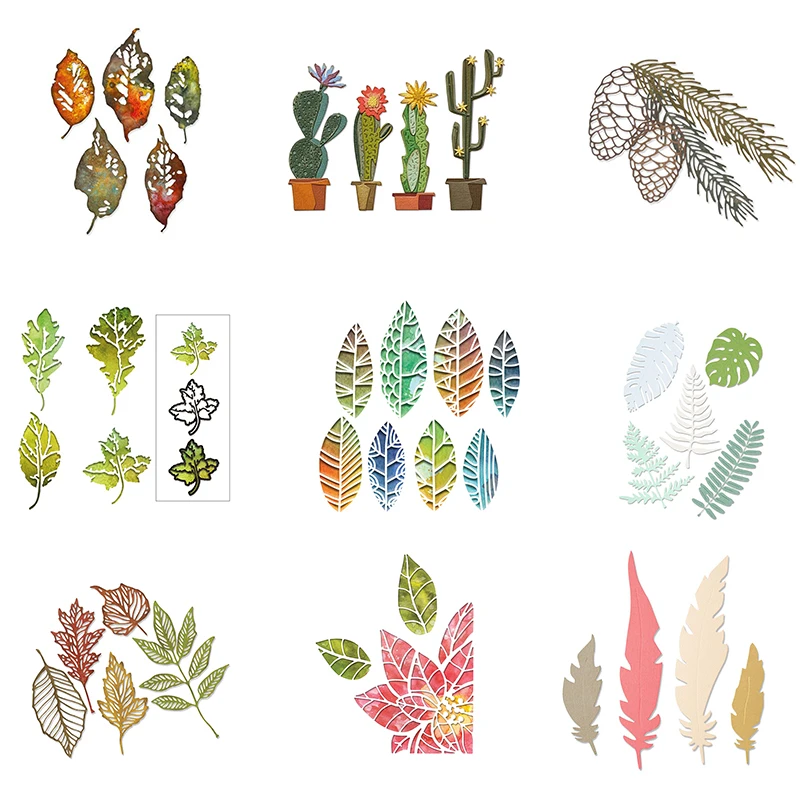 2022 New Arrival Fall Leaf Fragments Stems Pine Cone Metal Cutting Dies ...