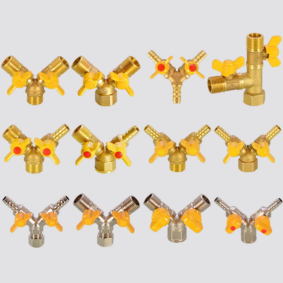 1-2-Brass-Gas-Three-Way-Valve-Natural-Gas-Hose-Pagoda-Head-Intubation ...