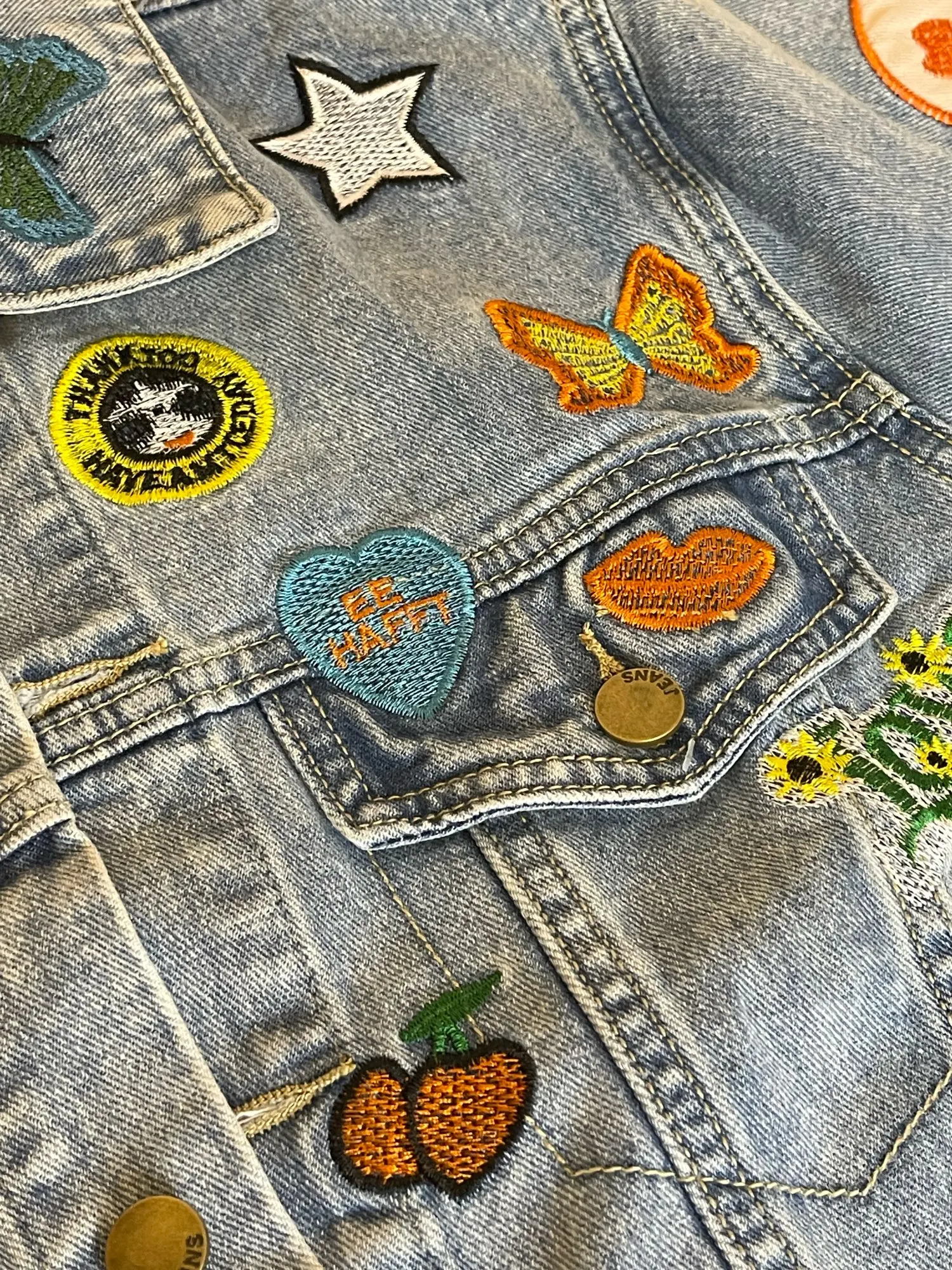 Denim Embroidered Patches Jacket And Skirt Set - UrbanWearOutsiders