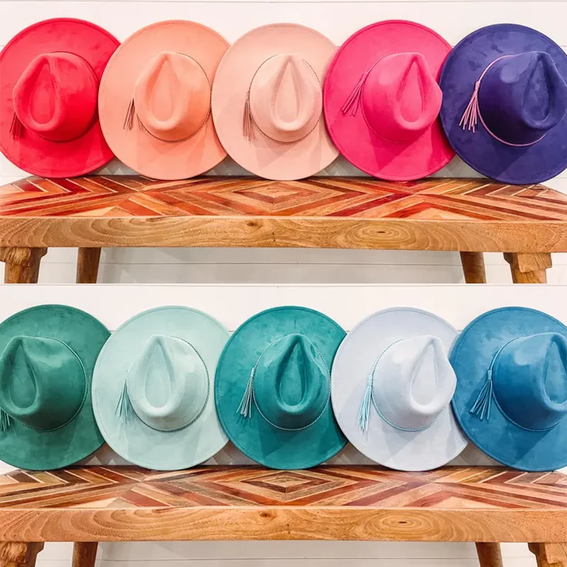 Vegan-Suede-Hat-Heart-shaped-Top-9-5cm-Wide-Brim-Fedora-Hat-Men-s-and ...