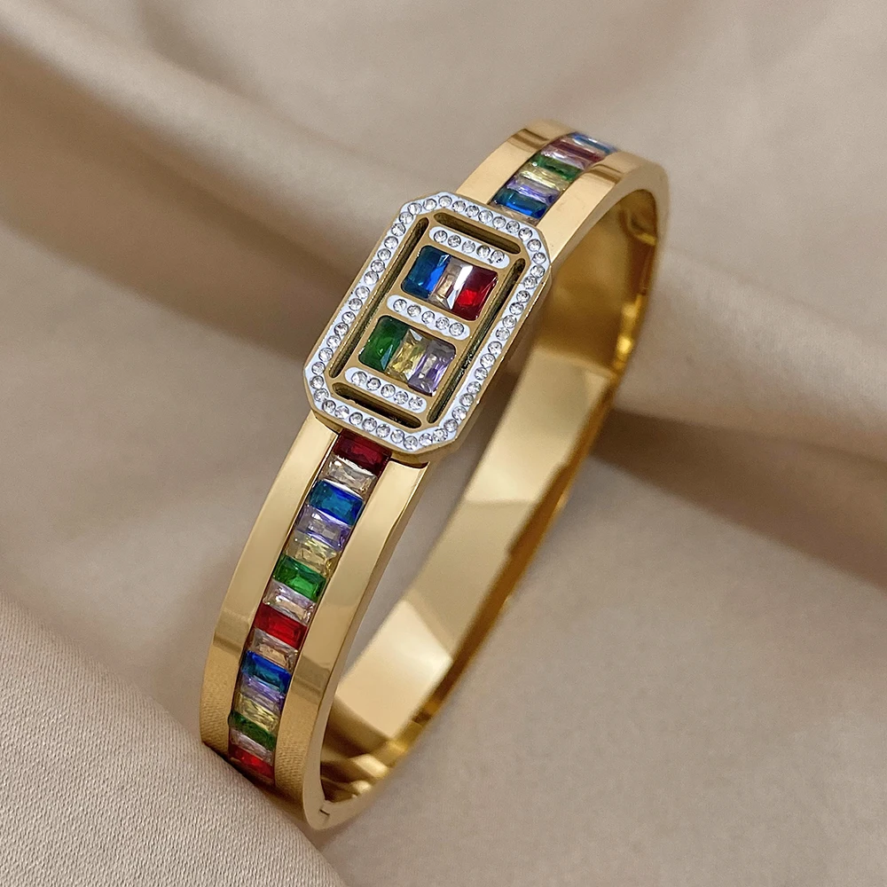 New-Rainbow-Color-Crystal-Charm-Love-Bracelets-For-Women-Colorful-CZ ...