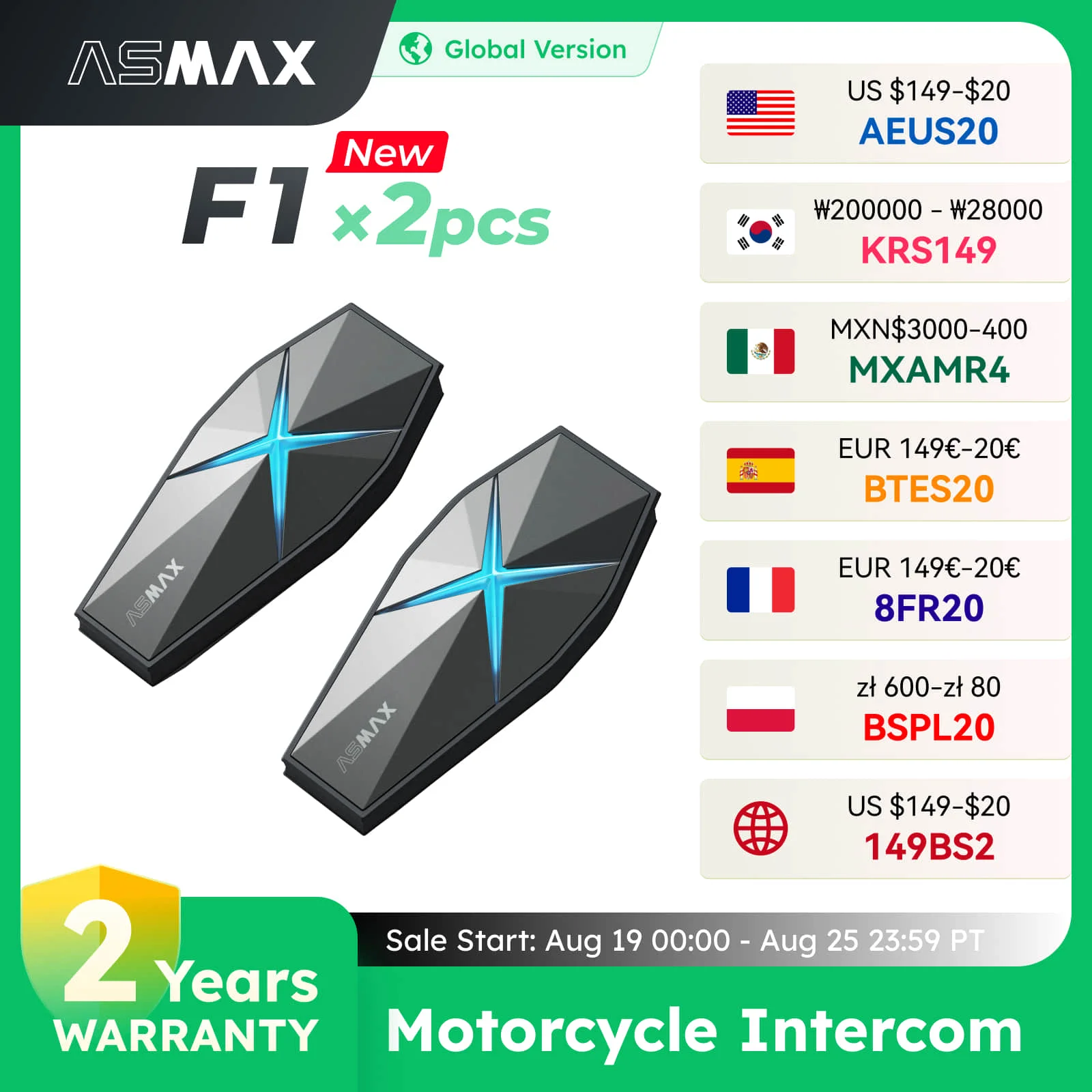 ASMAX-F1-Intercomunicador-moto-Intercomunicador-para-moto-Mesh-Aud ...
