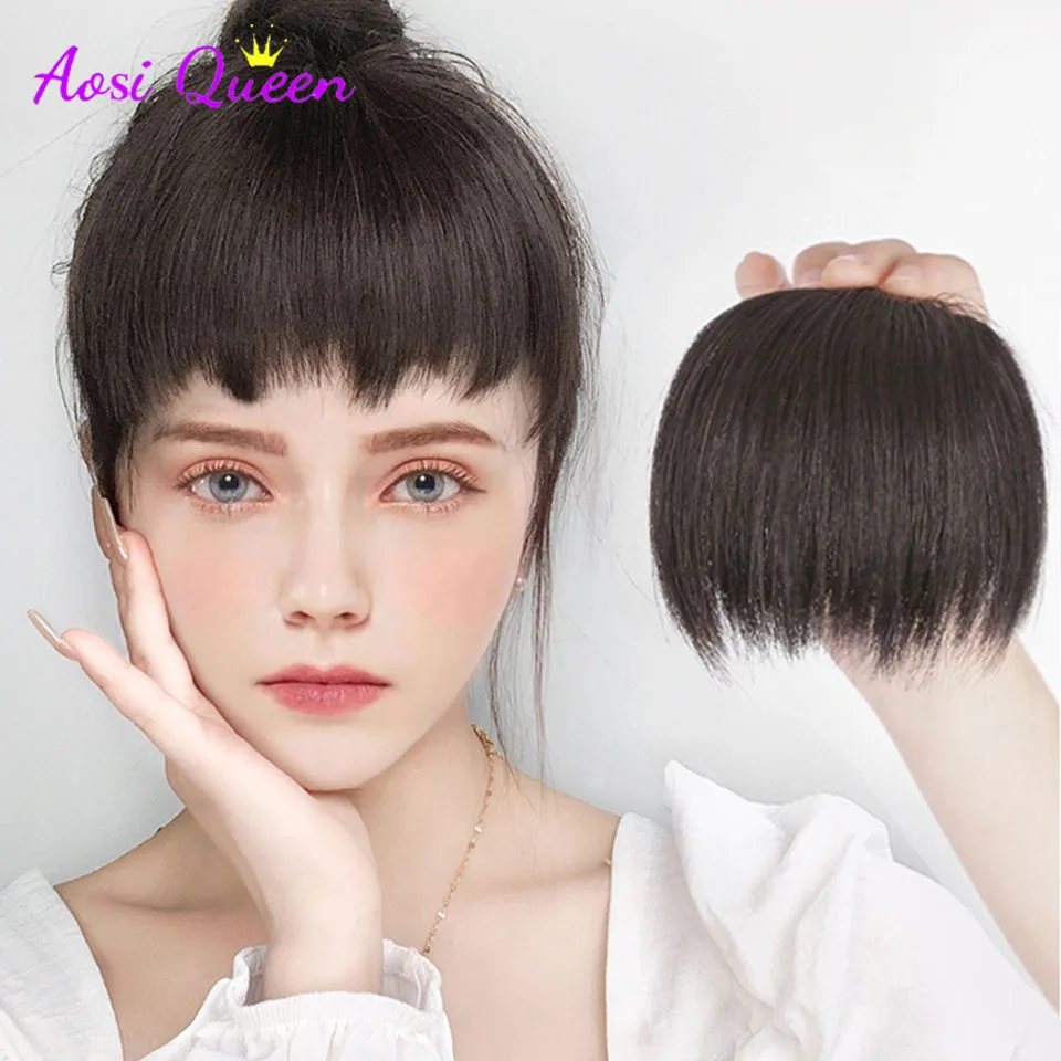 AS-Fake-Blunt-air-Bangs-hair-Clip-In-Extension-Synthetic-Fake-Fringe ...