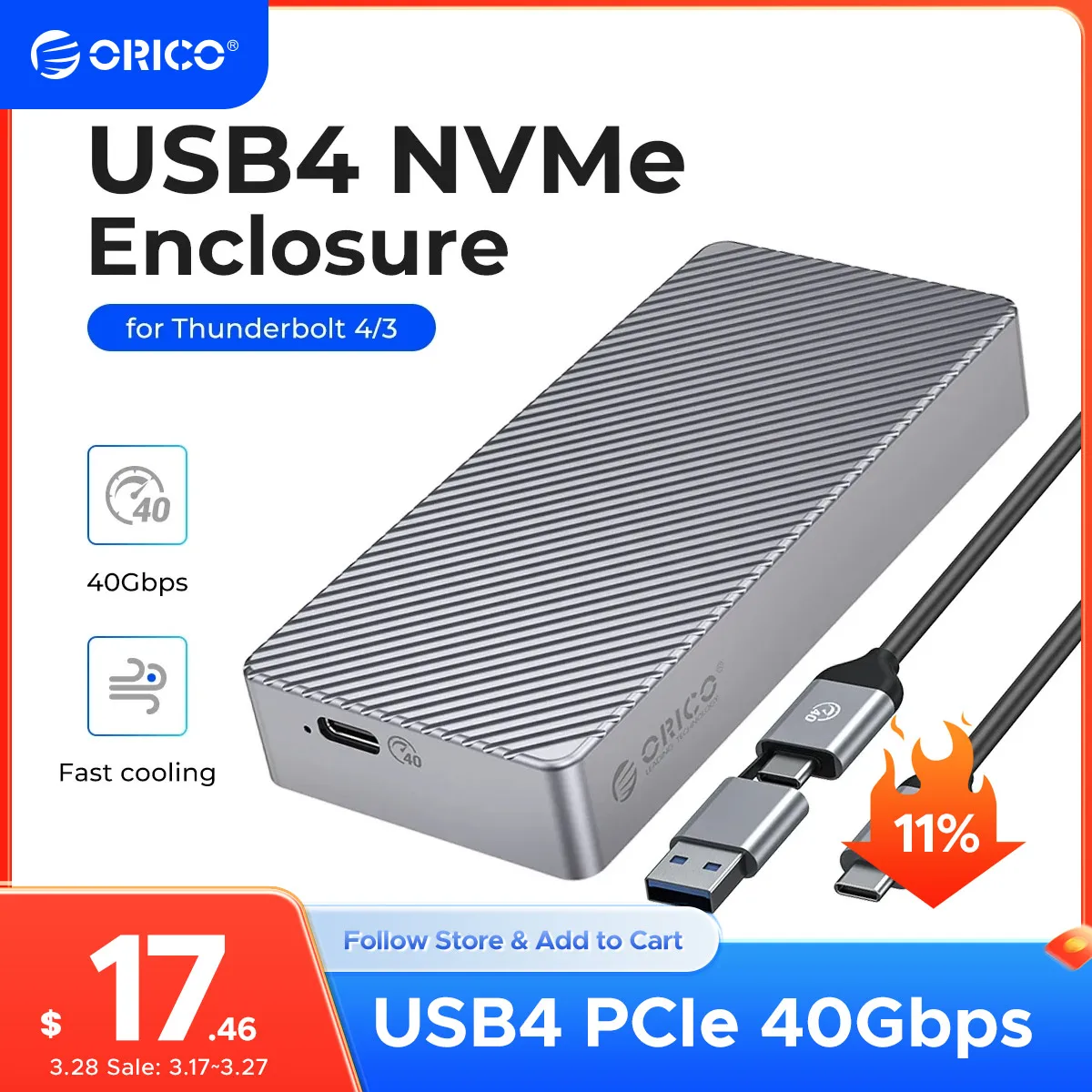 ORICO-40Gbps-M-2-NVMe-SSD-Enclosure-USB4-PCIe3-0x4-USB-C-Aluminum ...