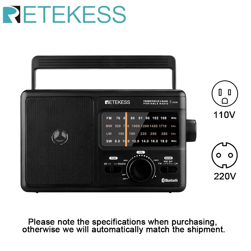 Retekess-TR626-AM-FM-SW-LW-Portable-Radio-Bluetooth-DSP-Plug-in-Radio ...
