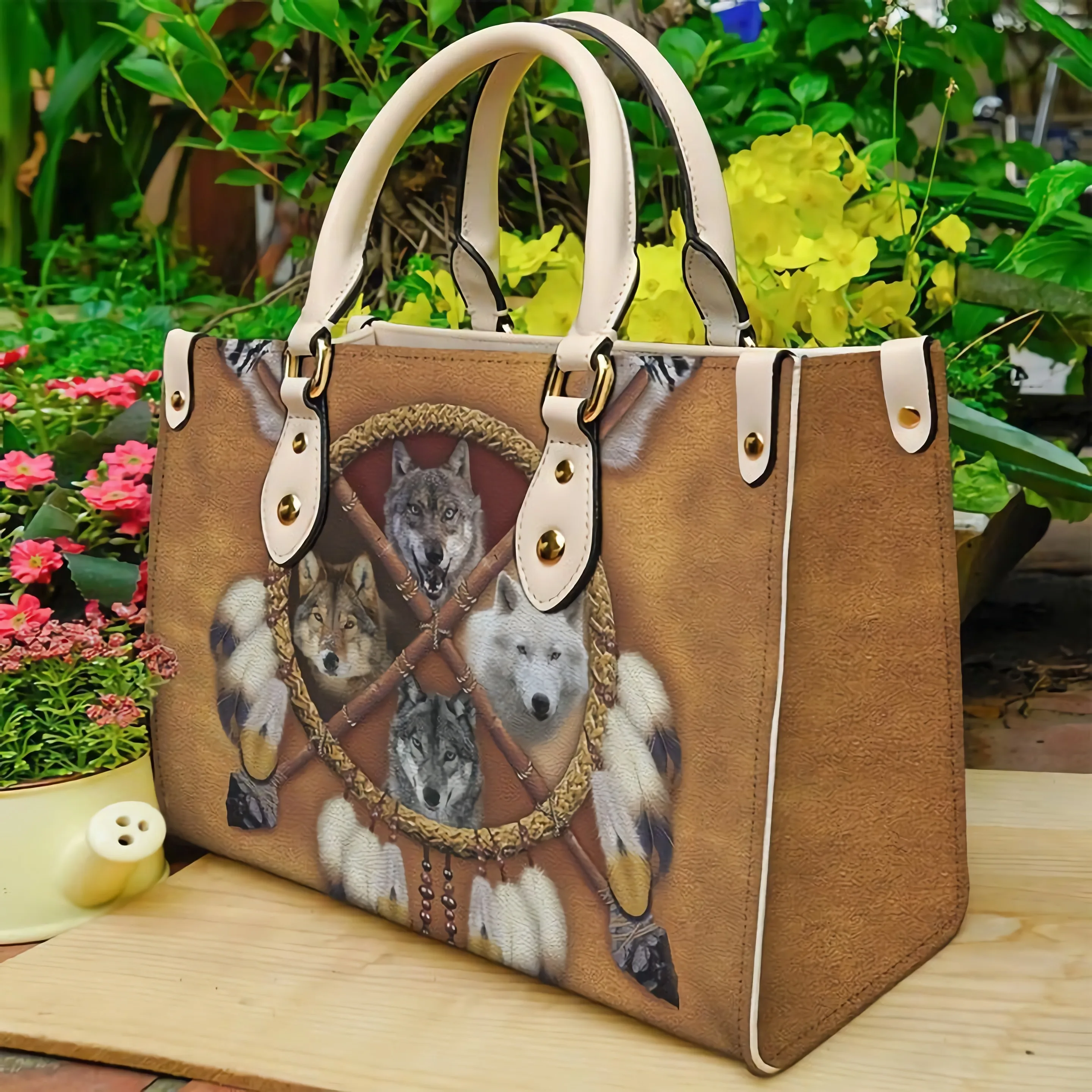 Cywgift-Hot-Sale-Retro-Wolf-Design-Casual-Womens-Tote-Bag-Fashion-Pu ...