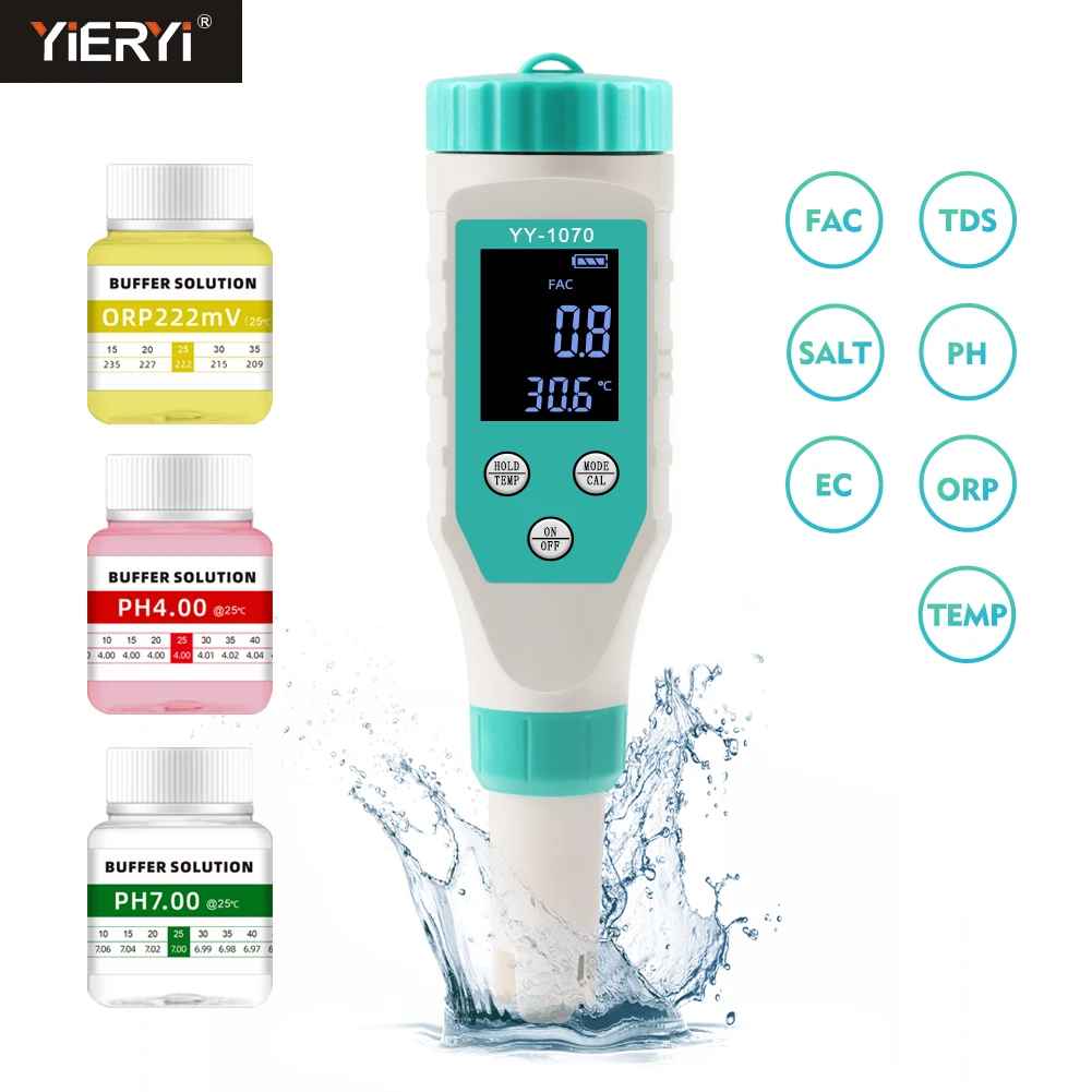 Digital-PH-Chlorine-ORP-EC-TDS-Salinity-Temp-FAC-Pool-Water-Quality ...