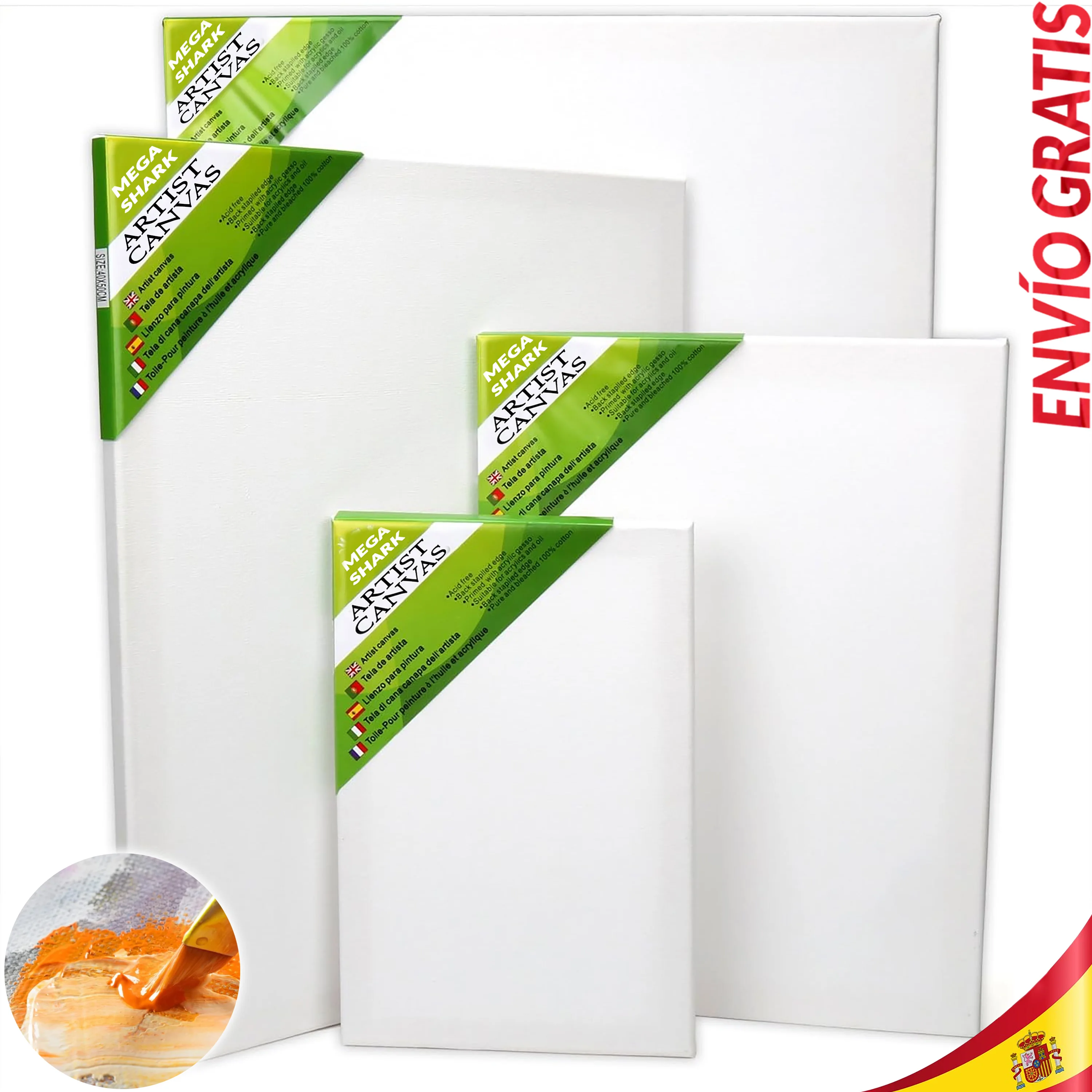 White Canvas for Painting Acrylic Oil White Fabric 100% Sturdy Cotton ...
