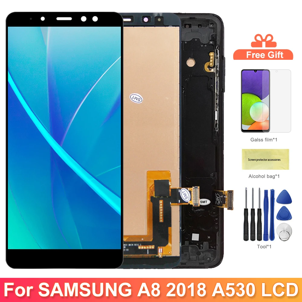 A530 A530F A530F/DS عرض استبدال الشاشة لسامسونج غالاكسي A8 2018 A530 ...
