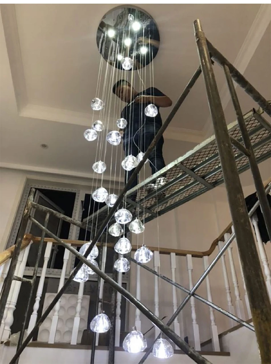 Hanging modern crystal lamp for staircase, lobby, stairwell — Mirodemi