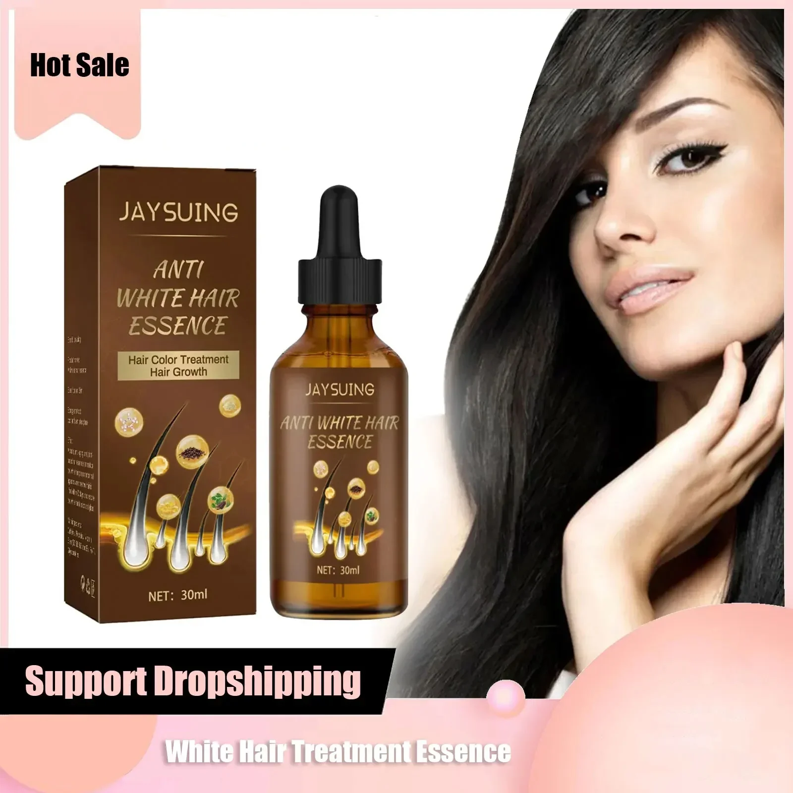 White Hair Treatment Serum Nourishing Scalp Restore Darken Natural ...