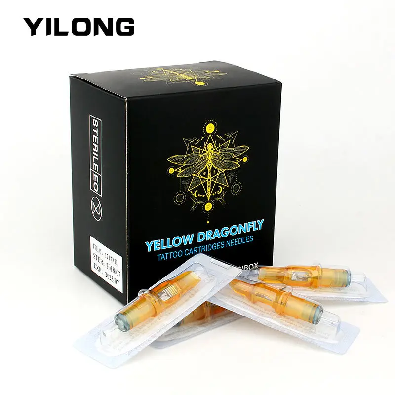 New-Yilong-20pcs-Disposable-Tattoo-Needle-Yellow-Tattoo-Cartridges-Rl ...