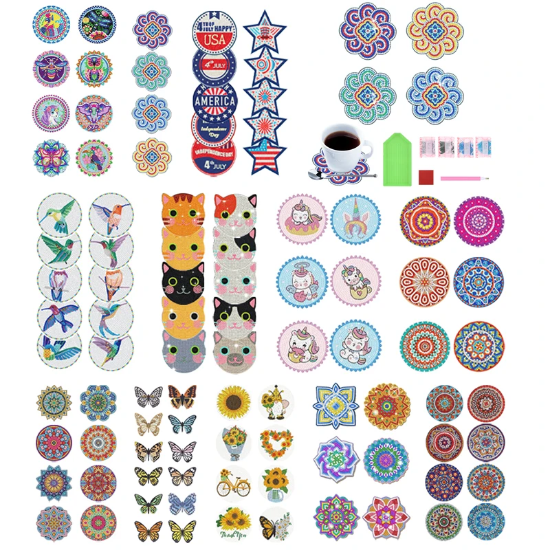 4-6-8-10-12PCS-DIY-Diamond-Painting-Coasters-Wooden-Diamond-Painting ...