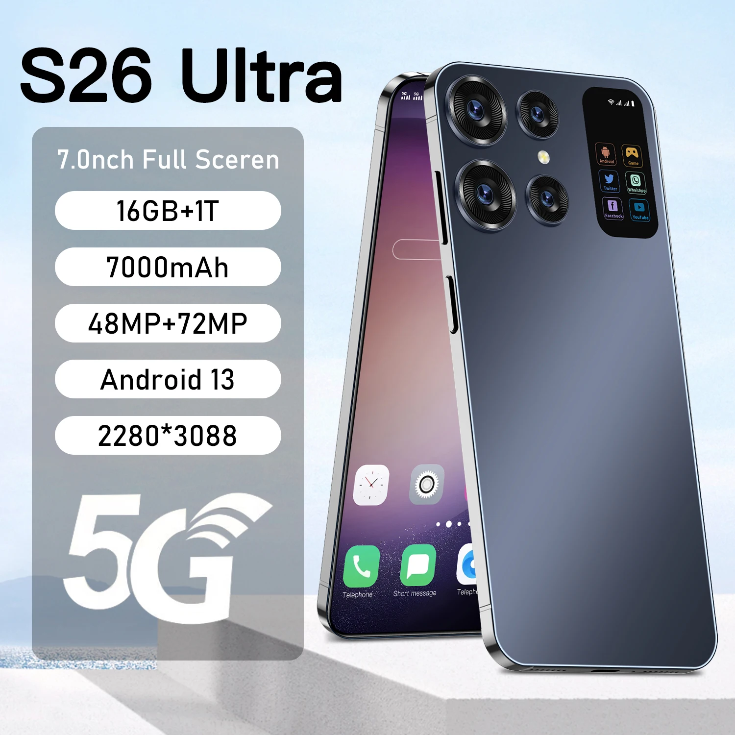 S26 Ultra Smartphone Original 7.0 Inch Celulares 48MP+72MP Android ...